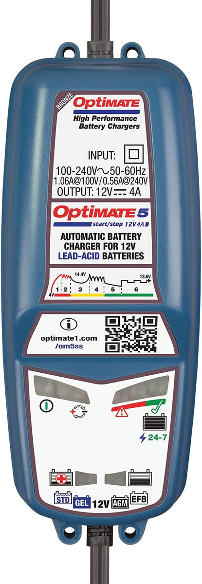 OptiMate 5 Start/Stop 12V Motorcycle Car Smart Automatic Battery Charg– MSG Bike Gear