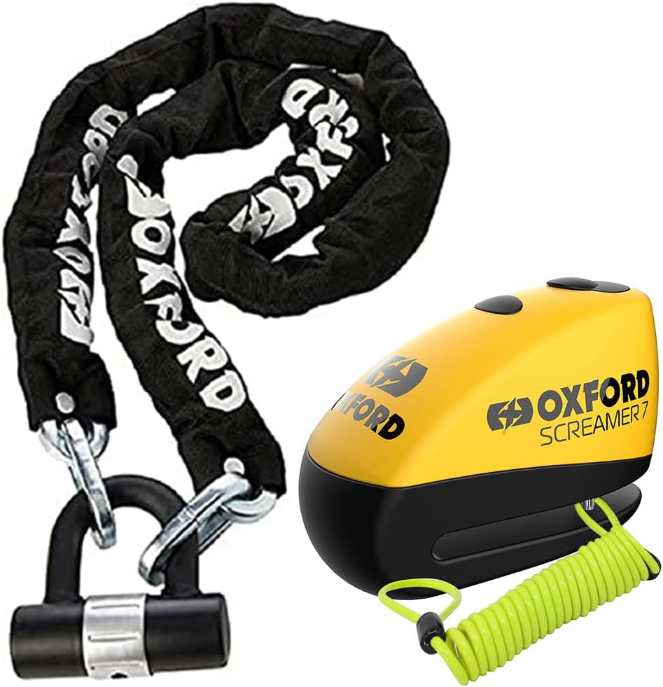 Oxford HD Chain & Padlock, Screamer7 Disc Lock and Reminder Cable Bund ...